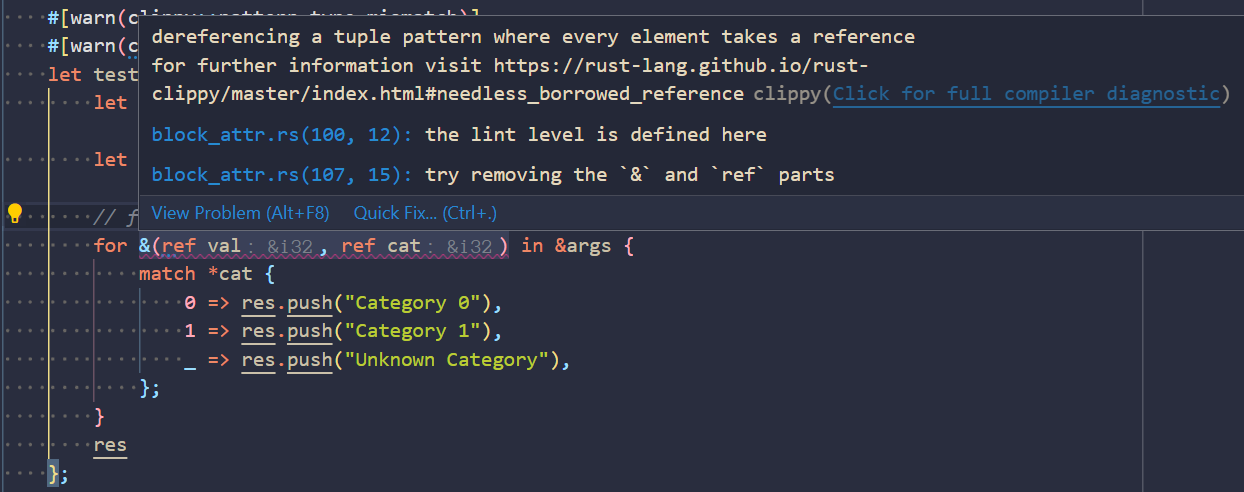 Conflict between `pattern_type_mismatch` and `needless_borrowed_reference` in for loop. · Issue ...