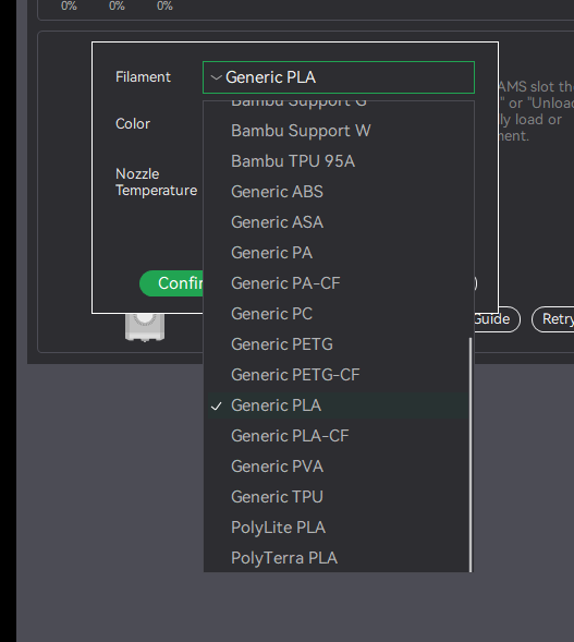 v1.6.0 Public Beta AMS selection wont let me select generic Silk PLA · Issue #1688 · bambulab ...