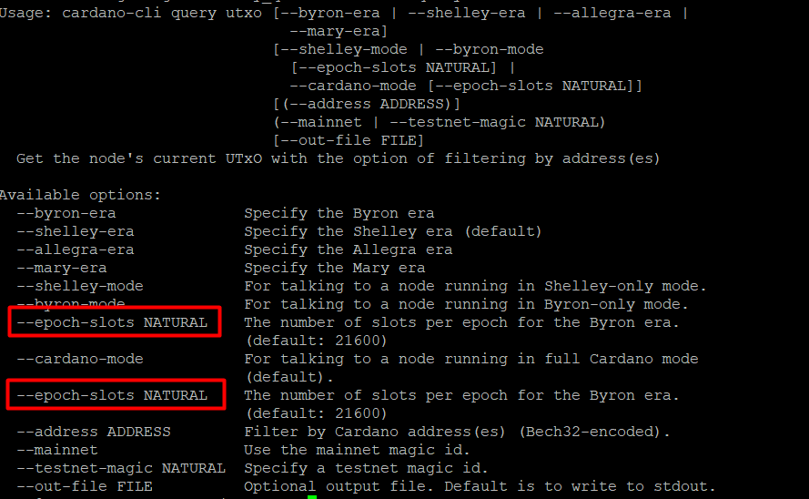 [1.24.1] - utxo command CLI options · Issue #2191 · IntersectMBO/cardano-node · GitHub