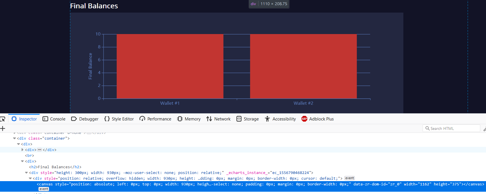 No option to get the final wallet balances from selenium/UI (Transactions tab/final balances ...