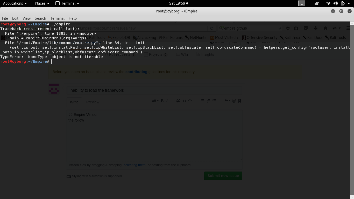 inability to load the framework · Issue #948 · EmpireProject/Empire · GitHub