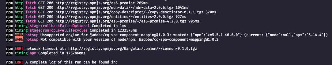 [bug] Network Timeout At Angular Common Common 9 1 0 Tgz · Issue