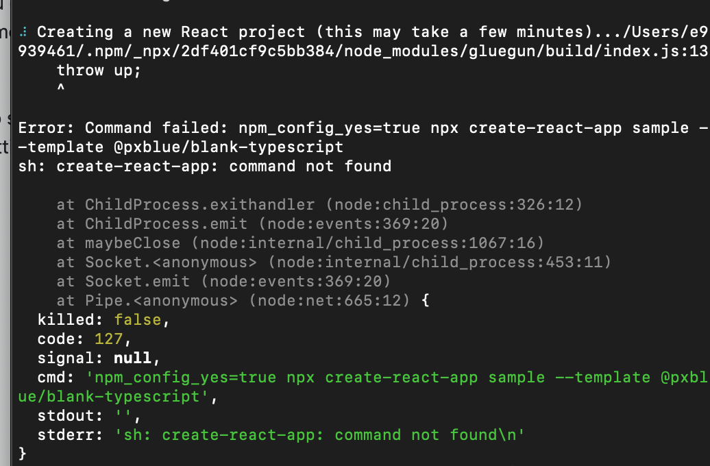 NPX gives "command not found" error when running another npx command ...