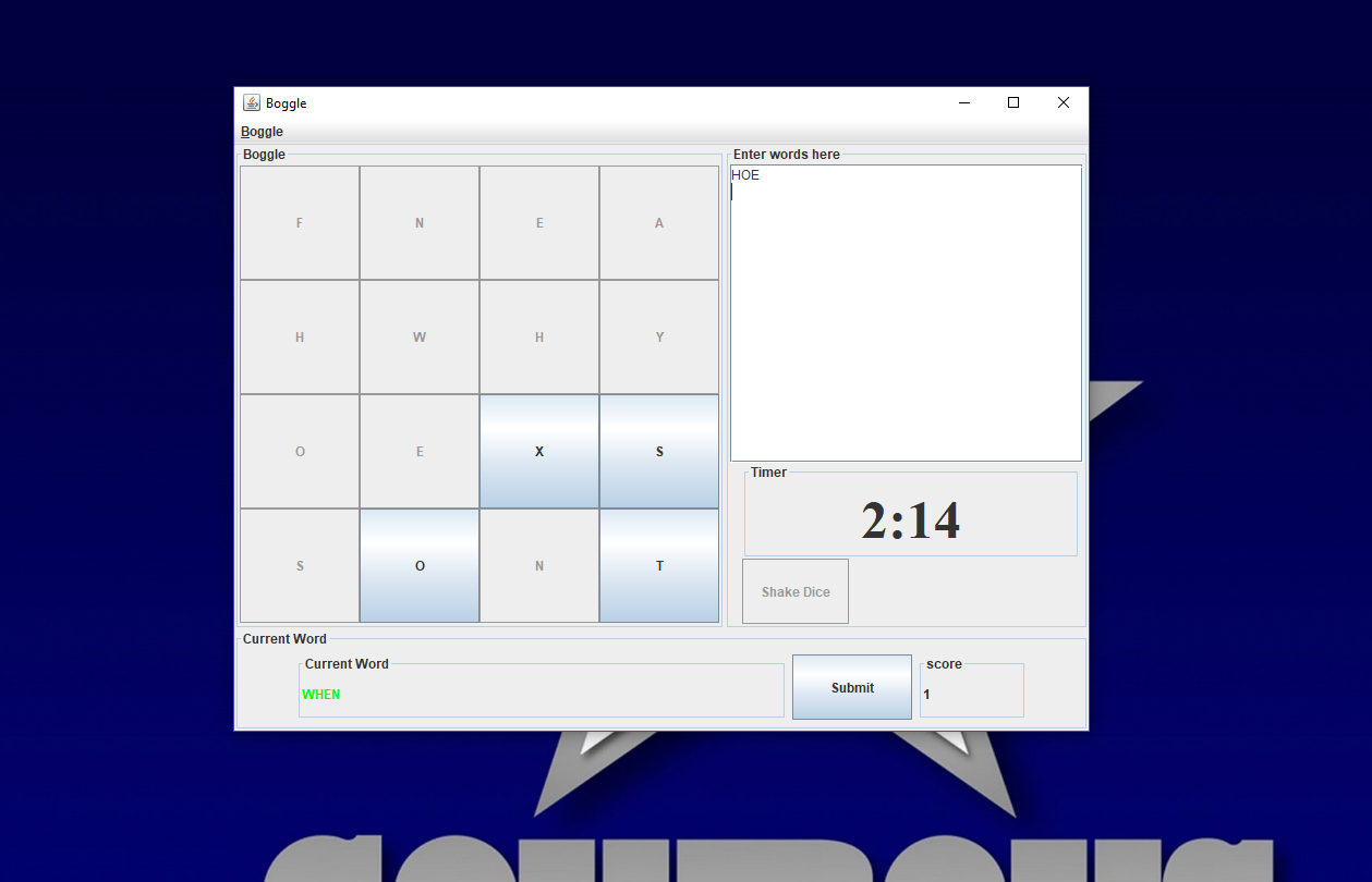 GitHub - aj-rogers/Boggle: First Java project I created in class!