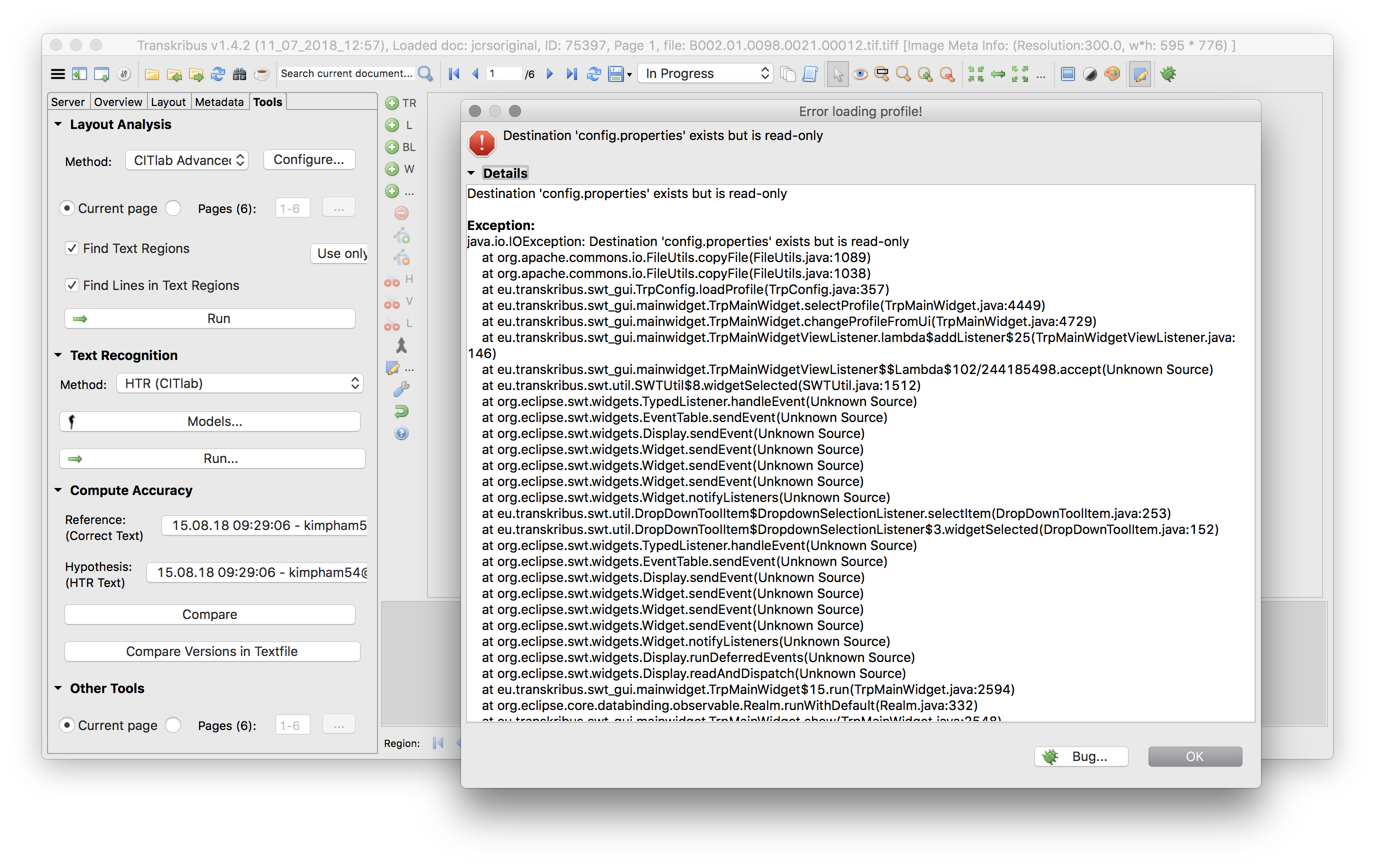 Destination 'config.properties' exists but is read-only · Issue #214 · Transkribus ...