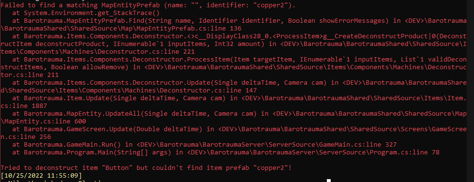 The game crashes when you turn on the fabricator · Issue #10134 · FakeFishGames/Barotrauma · GitHub