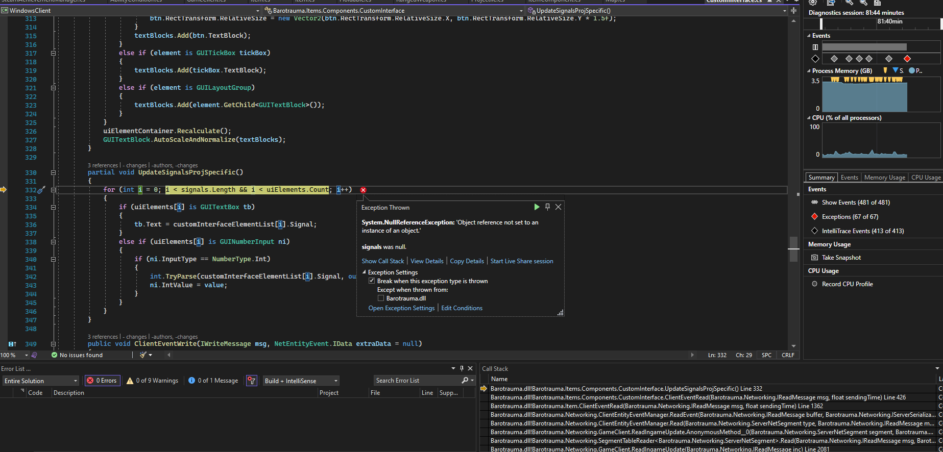 CustomInterface null reference exception · Issue #10943 · FakeFishGames/Barotrauma · GitHub