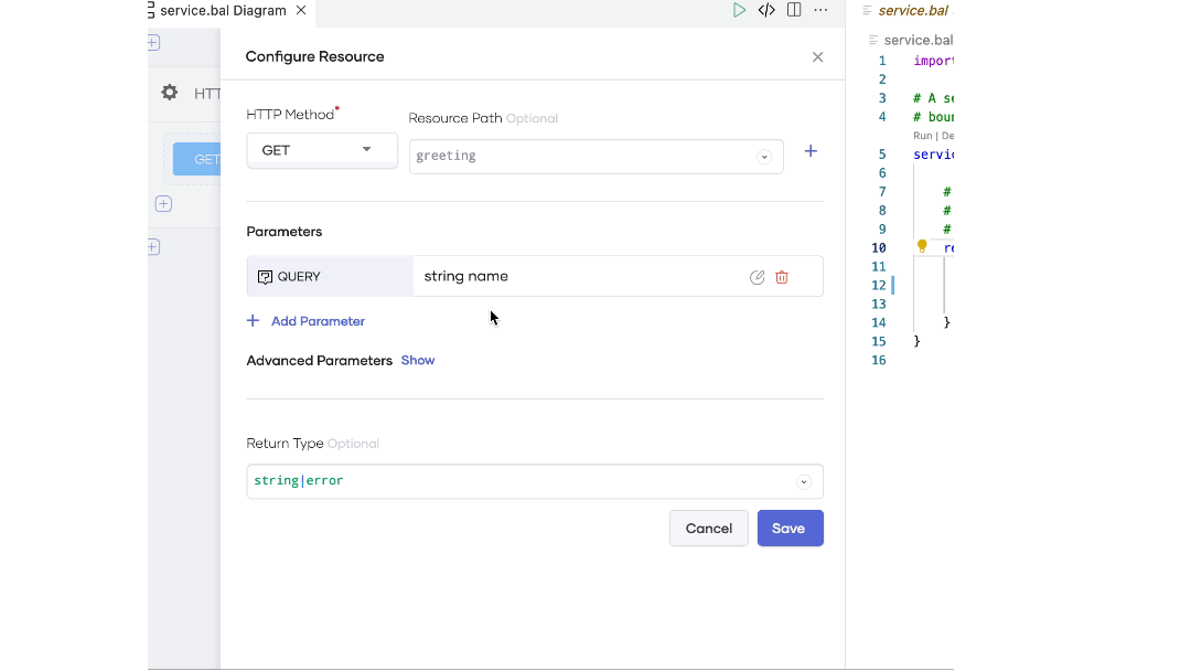 Cancel button does not work in Configure Resource menu · Issue #248 · wso2/ballerina-vscode · GitHub