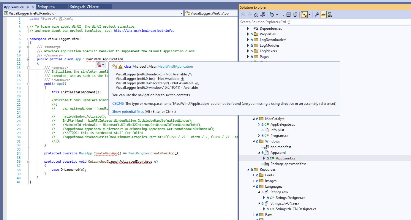 Why the namespace can not be found in maui Playforms but still compile ...