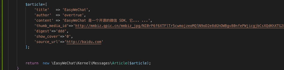 图文消息好像不行 · Issue #323 · overtrue/laravel-wechat · GitHub