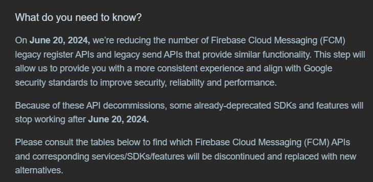 Discontinued FCM Messaging API · Issue #804 · kreait/firebase-php · GitHub