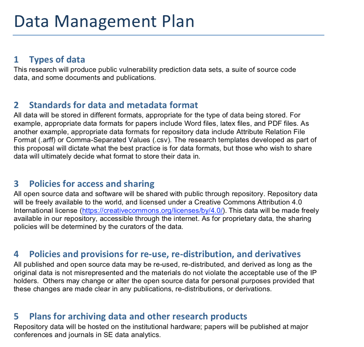 Data Management Plan Issue 25 Opensciences NSF small18a 