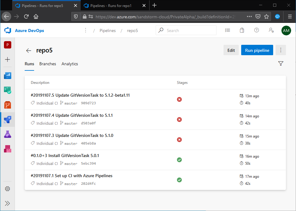 GitVersionTask 5.1.0 - Error in Azure Devops private repos: Value cannot be null. Parameter name ...