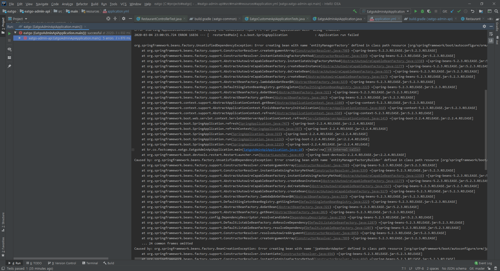 34번째 강의 Hibernate 관련 에러에 대해서 질문드립니다! · Issue #31 · ahastudio/fastcampus-eatgo · GitHub