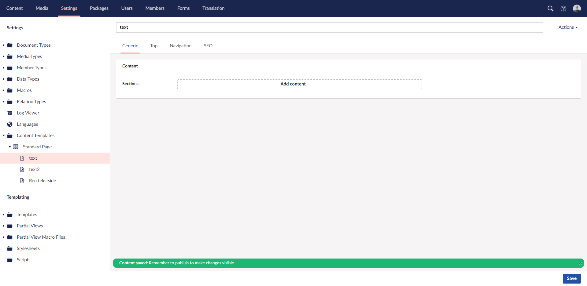 Confusing Notification Message When Saving Content Template · Issue 11792 · Umbracoumbraco Cms