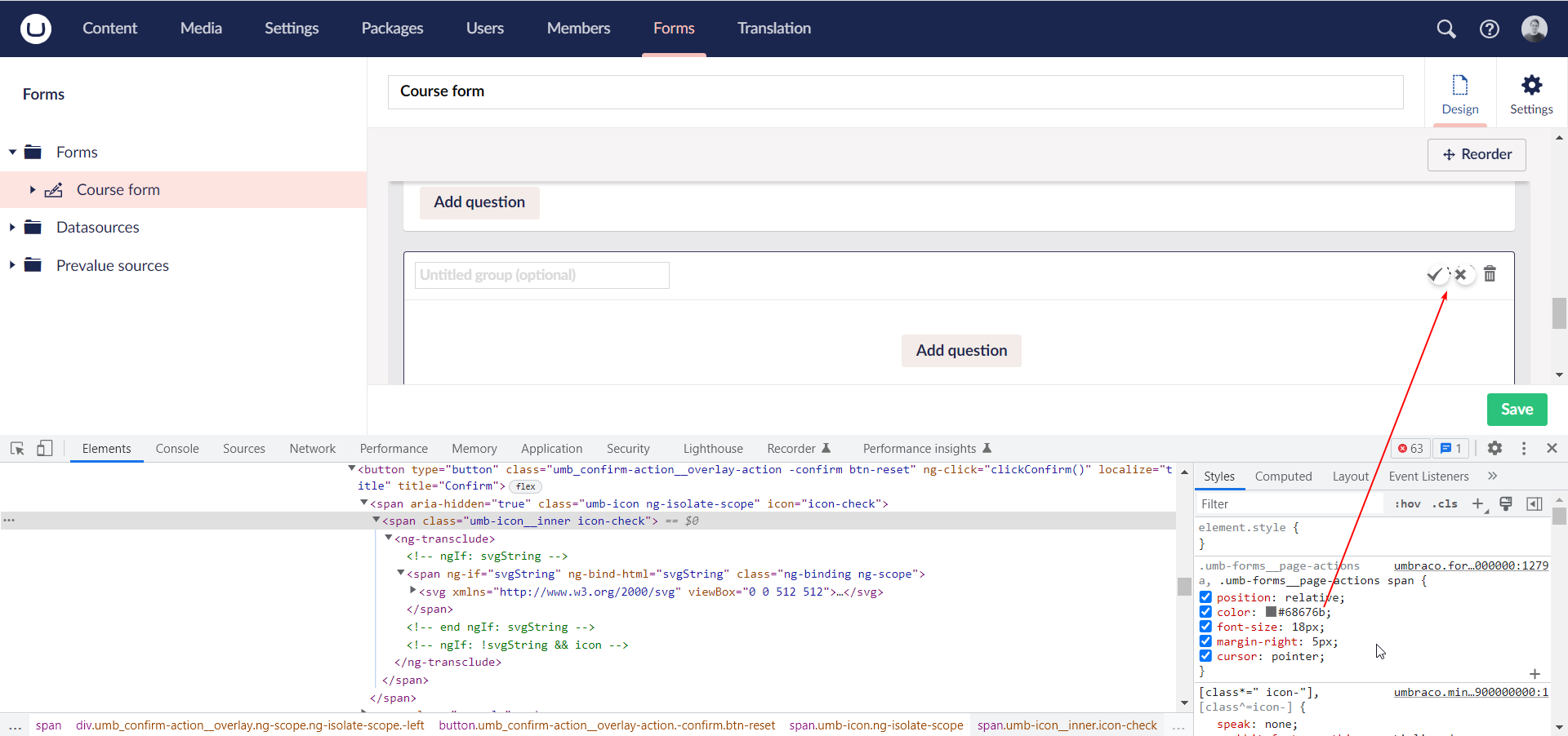 Styling Now Override Action Icon Colors And Position · Issue 808 · Umbracoumbracoformsissues