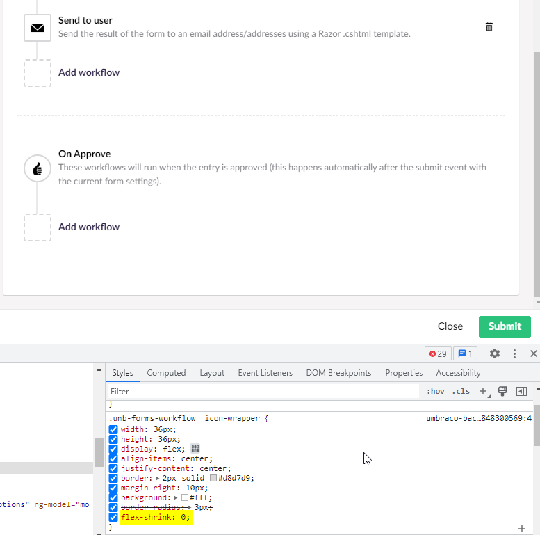 On Approve Icon Is Squeezed · Issue 870 · Umbraco Umbraco Forms Issues