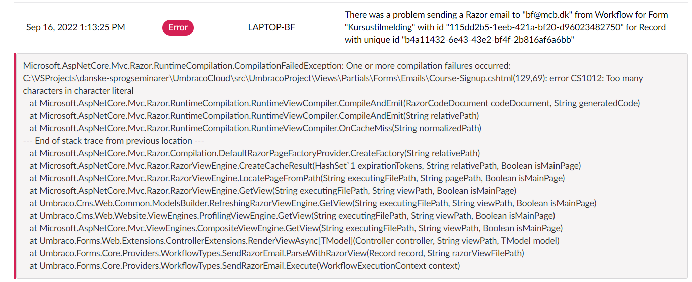 SendRazorEmail - An item with the same key has already been added · Issue #874 · umbraco/Umbraco ...