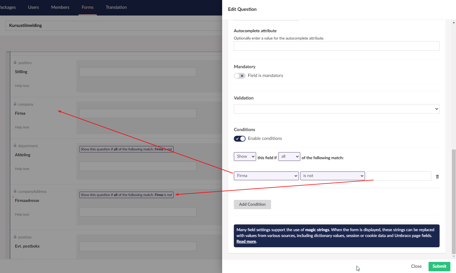 Show Empty When Using Condition Comparing Empty Value · Issue 886 · Umbraco Umbraco Forms
