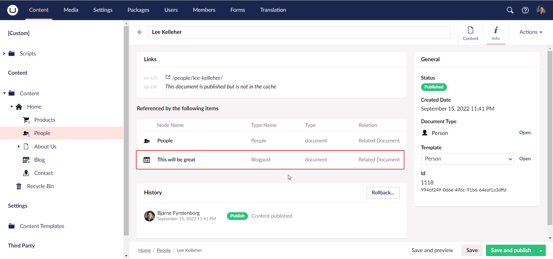 Tracked references doesn't reflect unpublished status · Issue #13191 · umbraco/Umbraco-CMS · GitHub