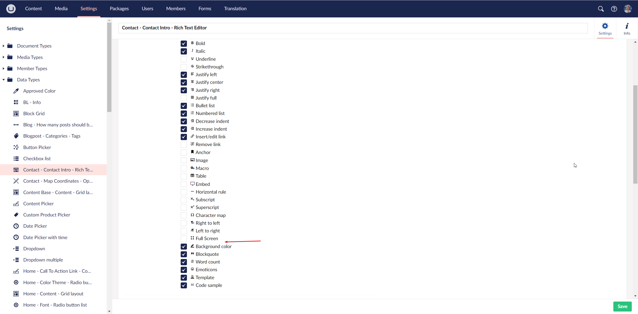 First Command Not Shown In Configuration Of Richtext Editor · Issue