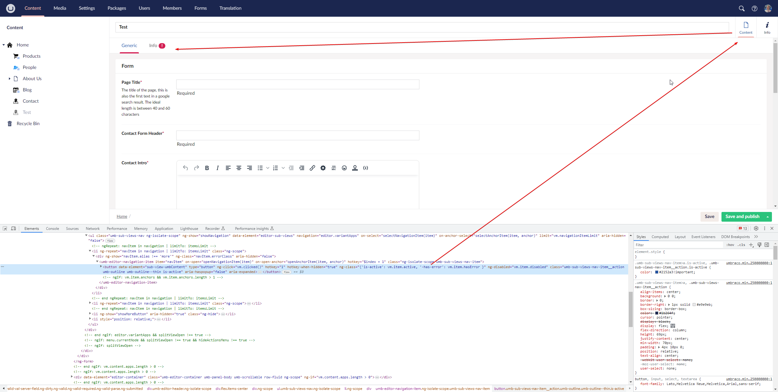 Content app not highlighted on error when entity is new · Issue #14676 · umbraco/Umbraco-CMS ...