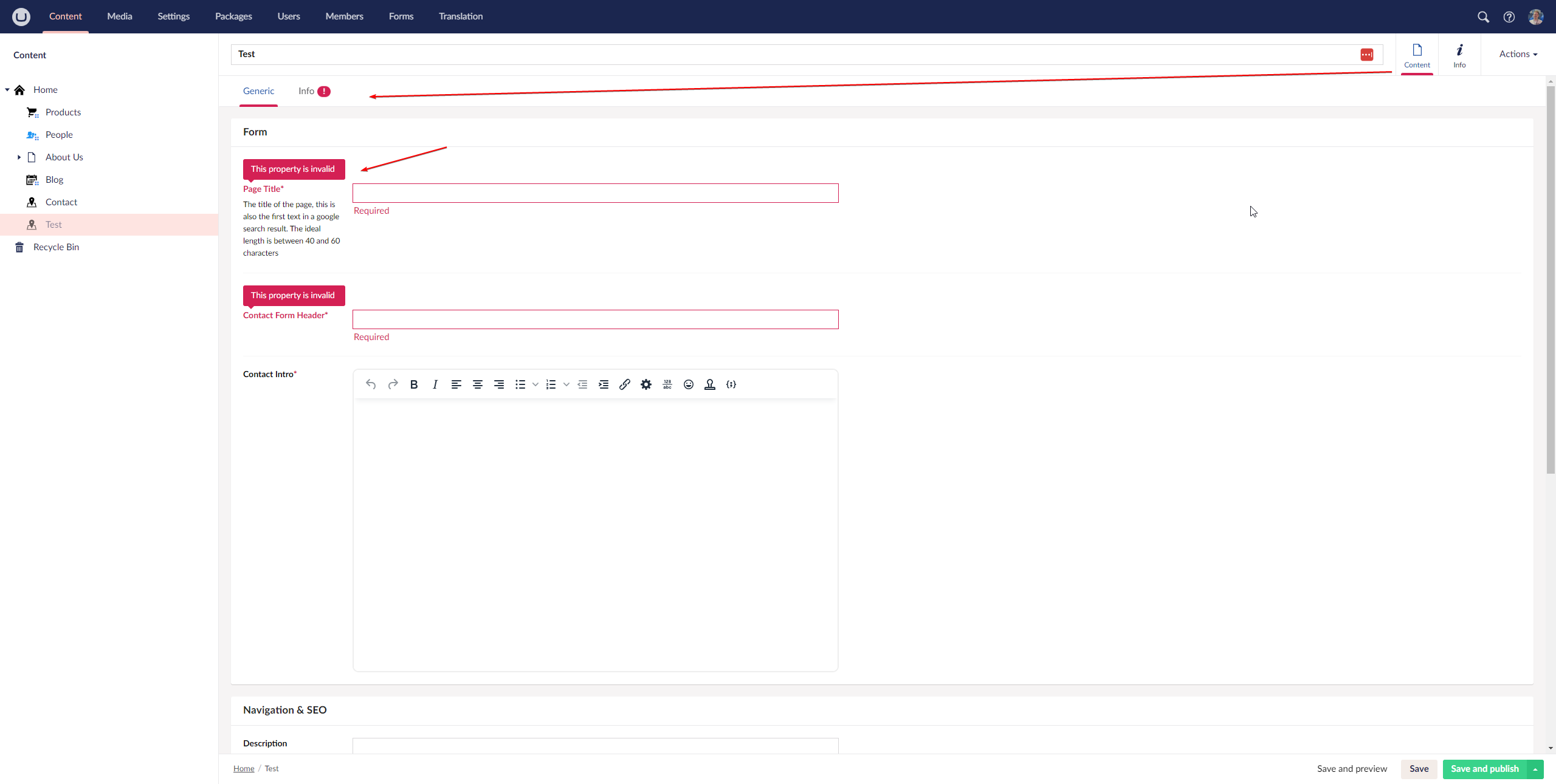 Content App Not Highlighted On Error When Entity Is New · Issue 14676 · Umbracoumbraco Cms