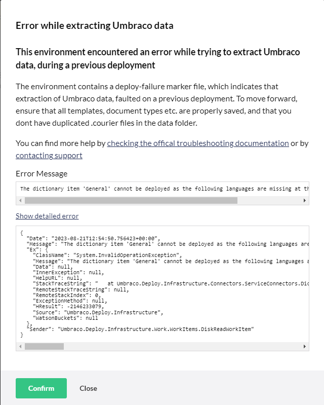 Extraction Fails For Dictionary Item If Language Is Deleted · Issue 176 · Umbraco Umbraco