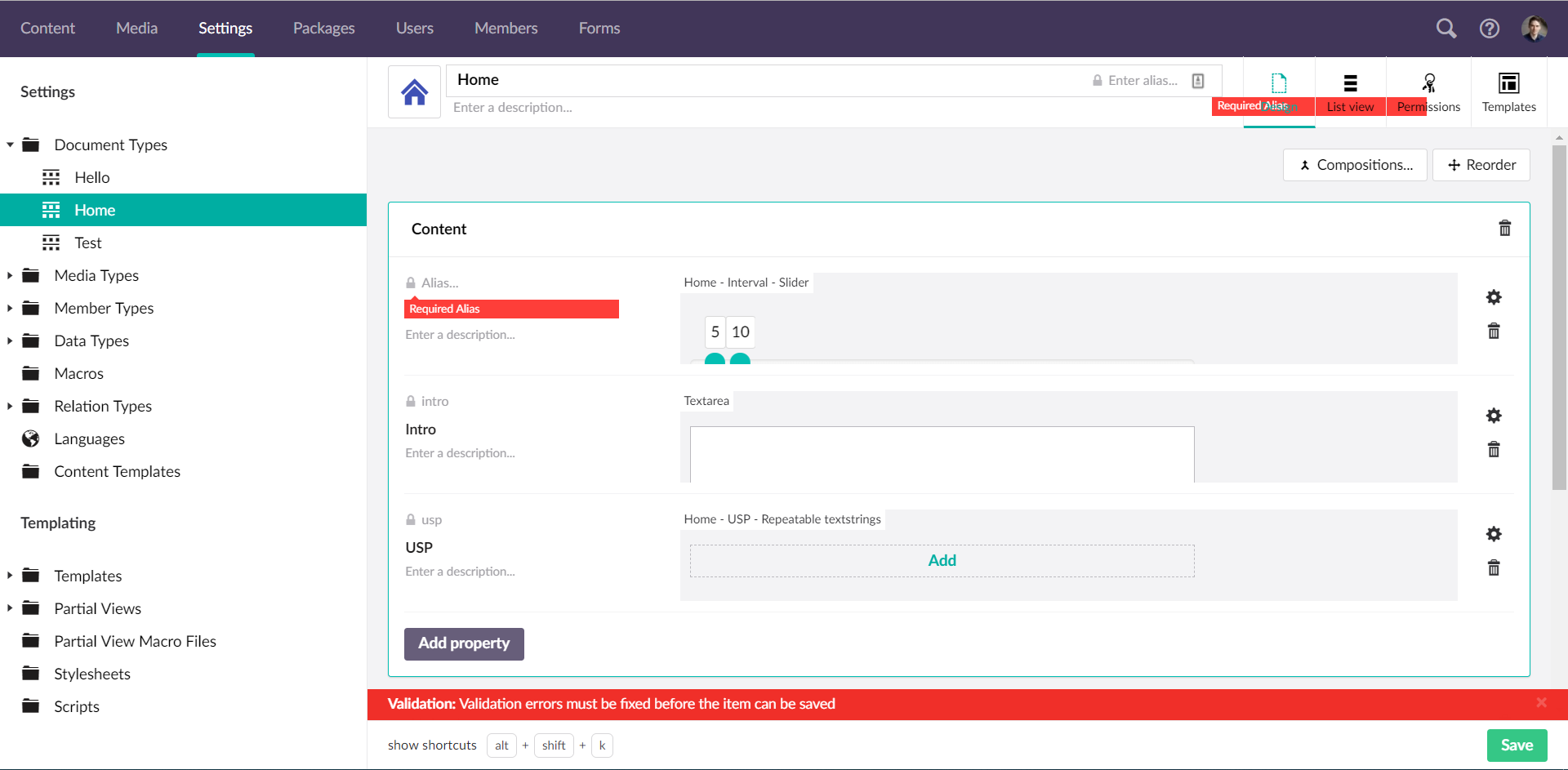 v8: Validation of required alias needs some style adjustments · Issue #4031 · umbraco/Umbraco ...