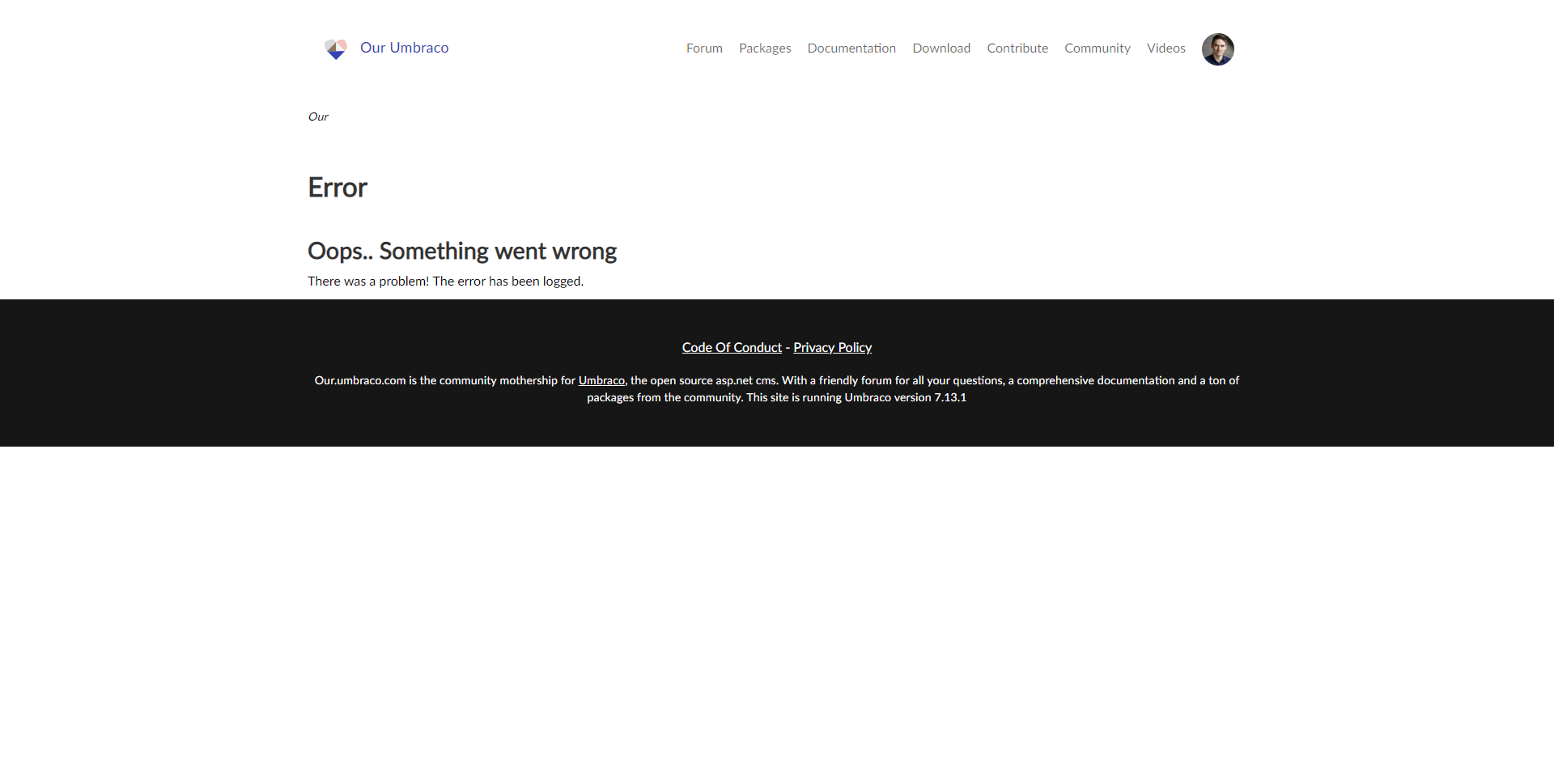 Packages page under profile is broken · Issue #401 · umbraco/OurUmbraco · GitHub
