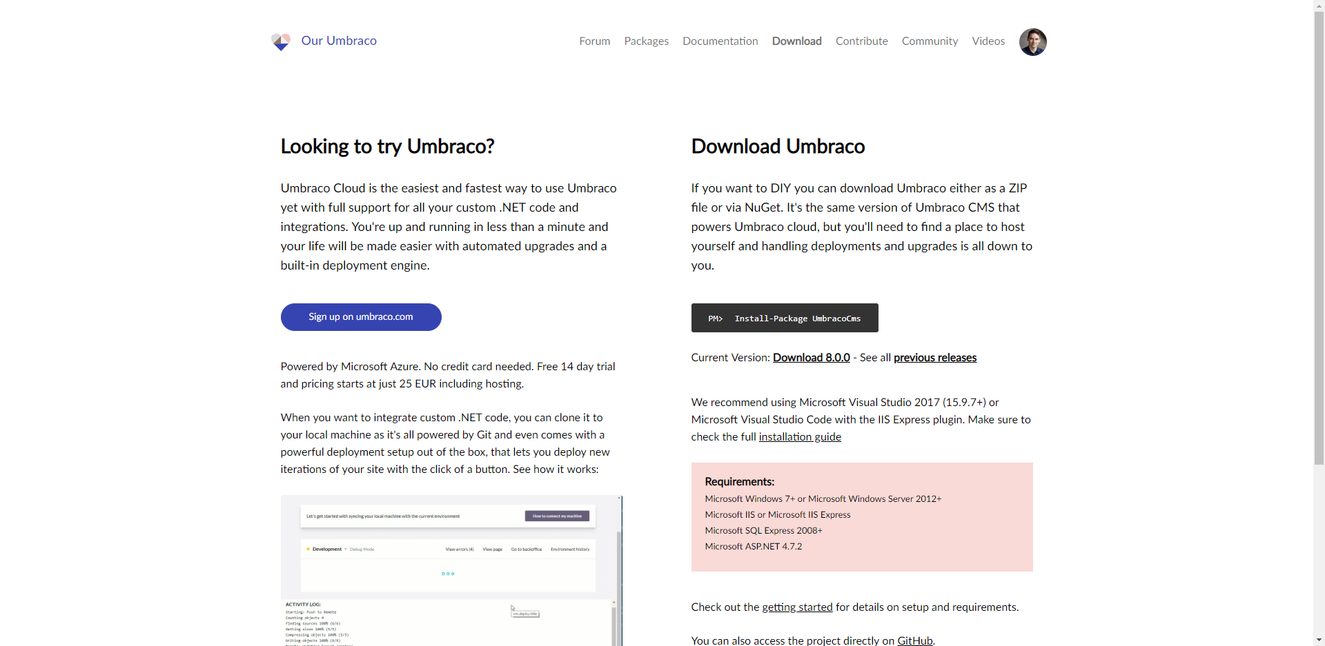 Highlight Requirements On Download Page · Issue 405 · Umbraco Ourumbraco · Github