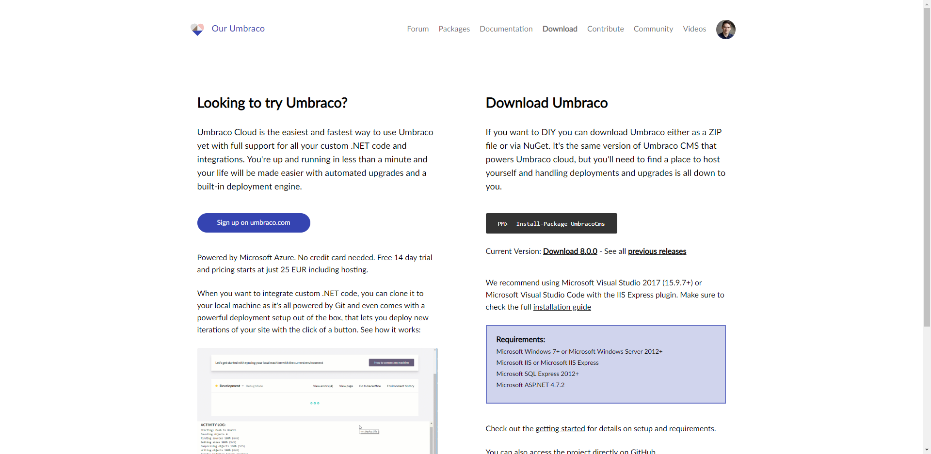 Highlight requirements on download page · Issue #405 · umbraco/OurUmbraco · GitHub