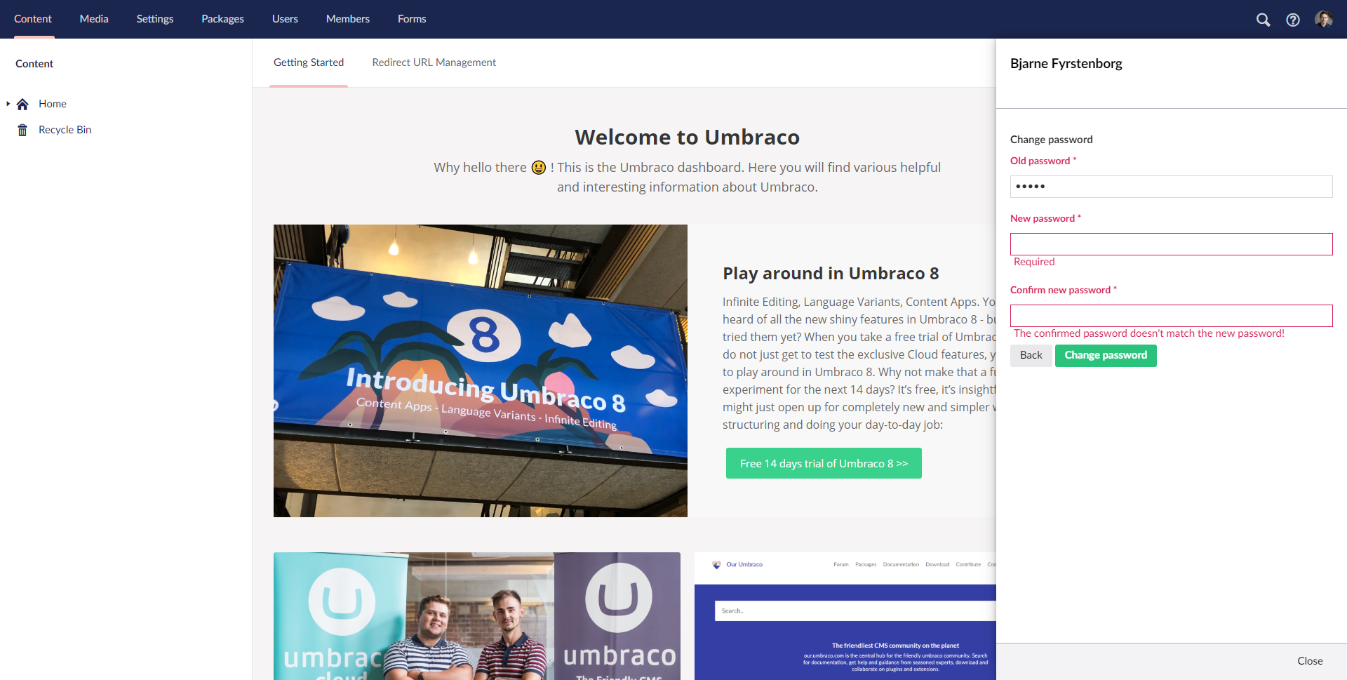 v8: Old password is not highlighted in validation · Issue #4678 · umbraco/Umbraco-CMS · GitHub