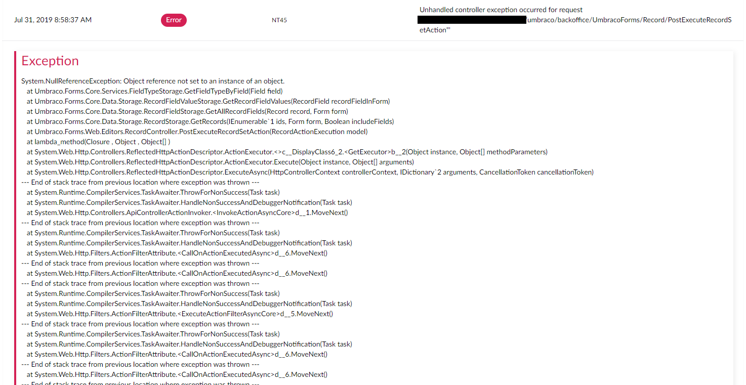 Fails to delete form entry · Issue #136 · umbraco/Umbraco.Forms.Issues · GitHub