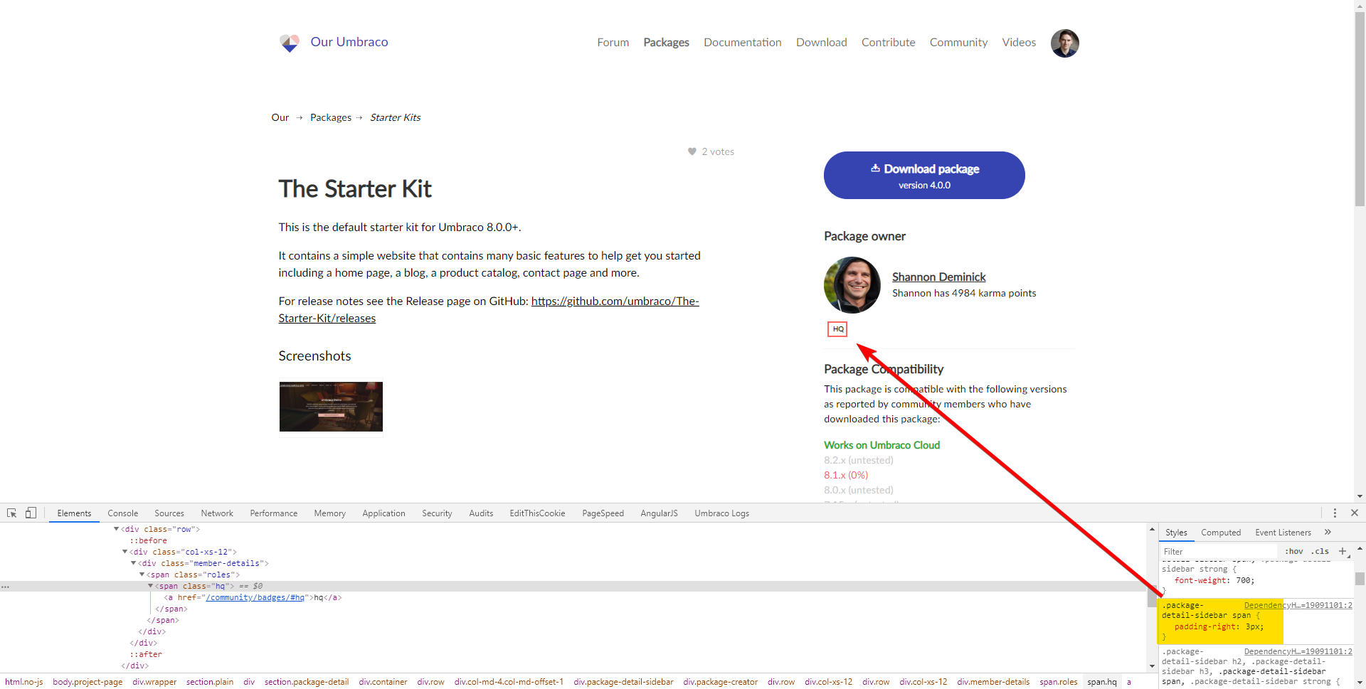 Fix right padding in use badges · Issue #476 · umbraco/OurUmbraco · GitHub