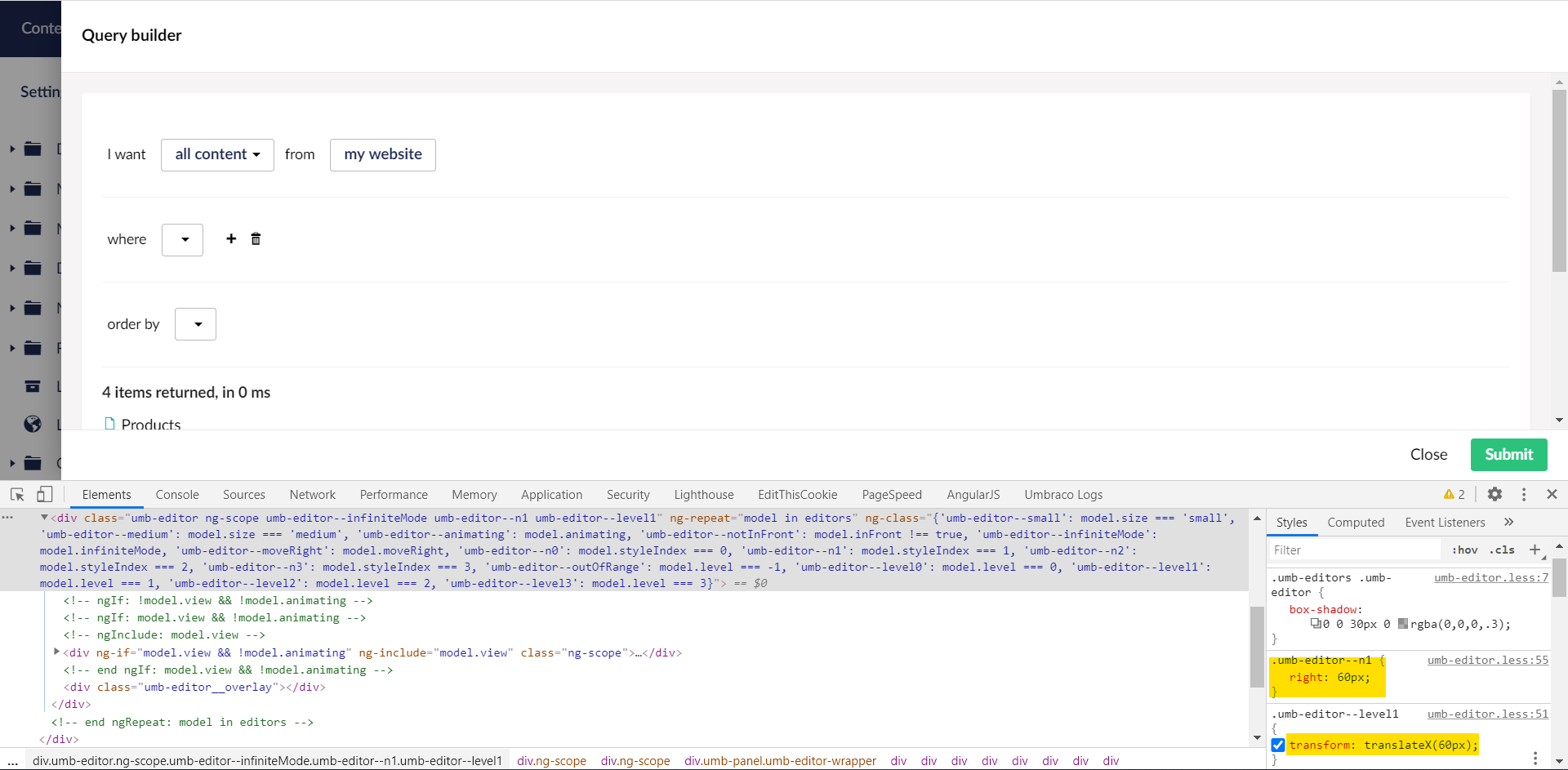 Infinite editor overlay slide in from left to right · Issue #8498 ...