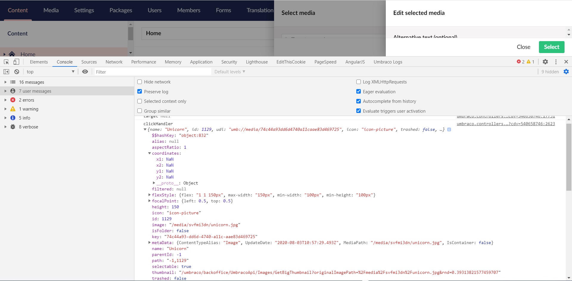 Console error when opening media picker crop from grid · Issue #8545 · umbraco/Umbraco-CMS · GitHub