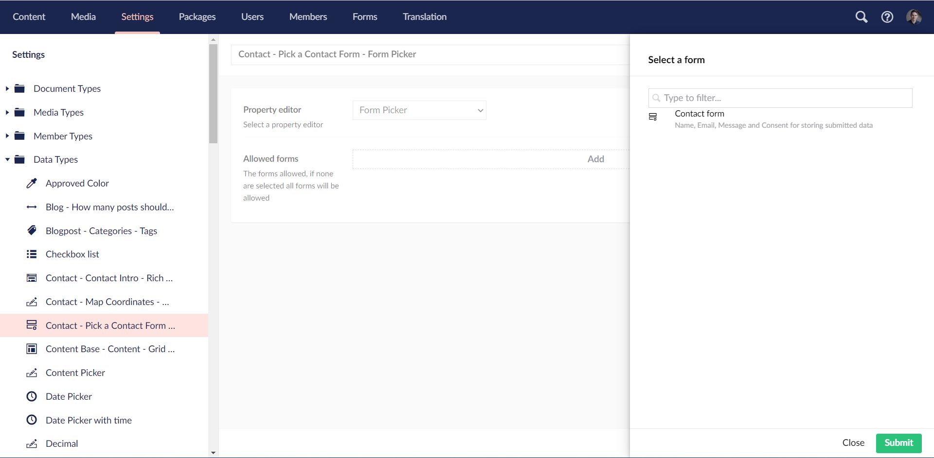 Replace umb-overlay in form picker prevalues · Issue #381 · umbraco/Umbraco.Forms.Issues · GitHub