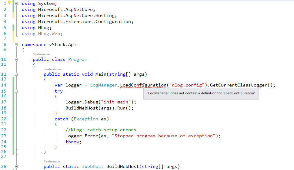 IWebHostBuilder doesn't contain definition for UseNLog() · Issue #254 ...