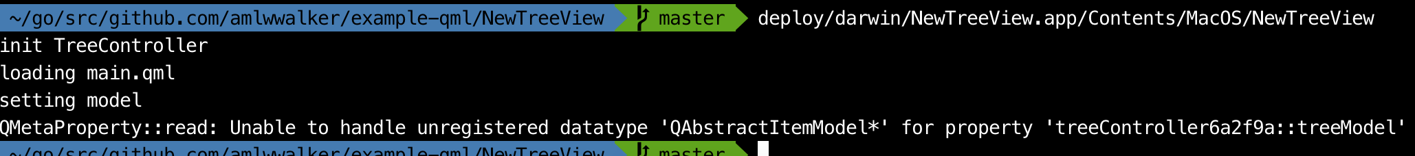 Attempting to implement a (newer) more beautiful treeview - "Unable to handle unregistered ...