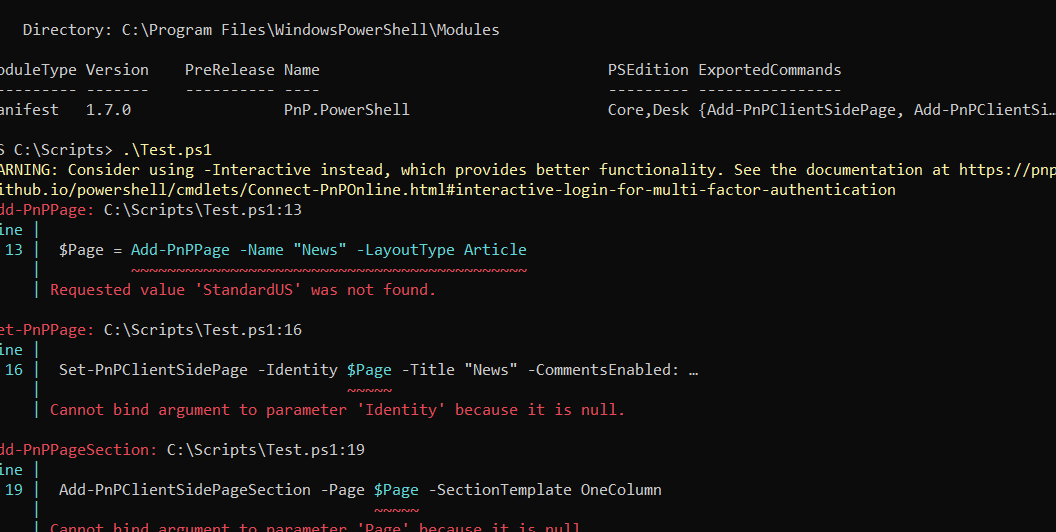 [BUG] Add-PnPPage throwing Requested value StandardUS was not found. · Issue #1154 · pnp ...