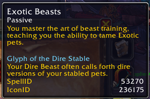 [Hunter] Glyph of Dire Stable cause Dire Beast to give focus on summon ...