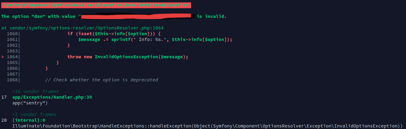 The Option Dsn With Value Is Invalid · Issue 385 · Getsentry Sentry Laravel · Github