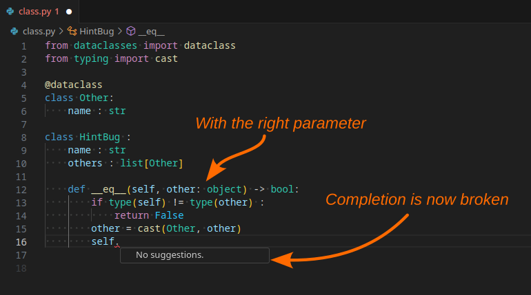 [Type hints] Pylance is confused by `type(parameter_name)` instructions · Issue #4942 ...