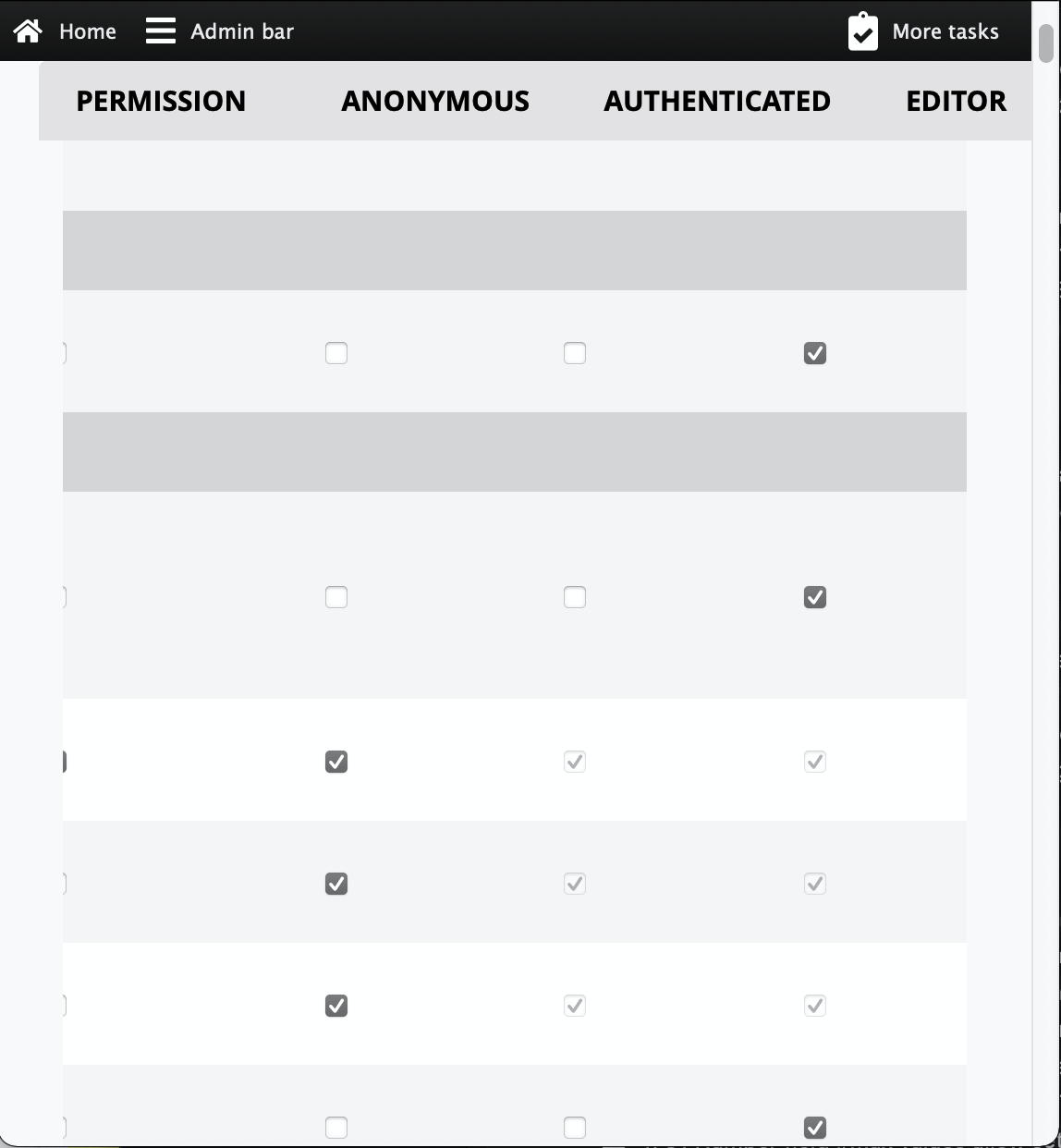 Sticky header on Permissions table incompatible with horizontally ...