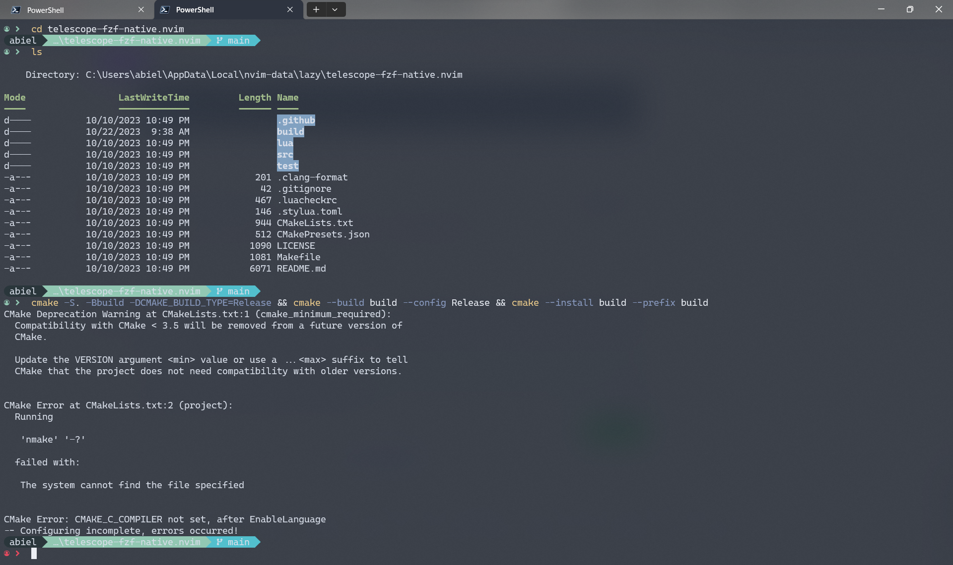 Telescope Error & nvim-treesitter Error · Issue #2455 · NvChad/NvChad · GitHub