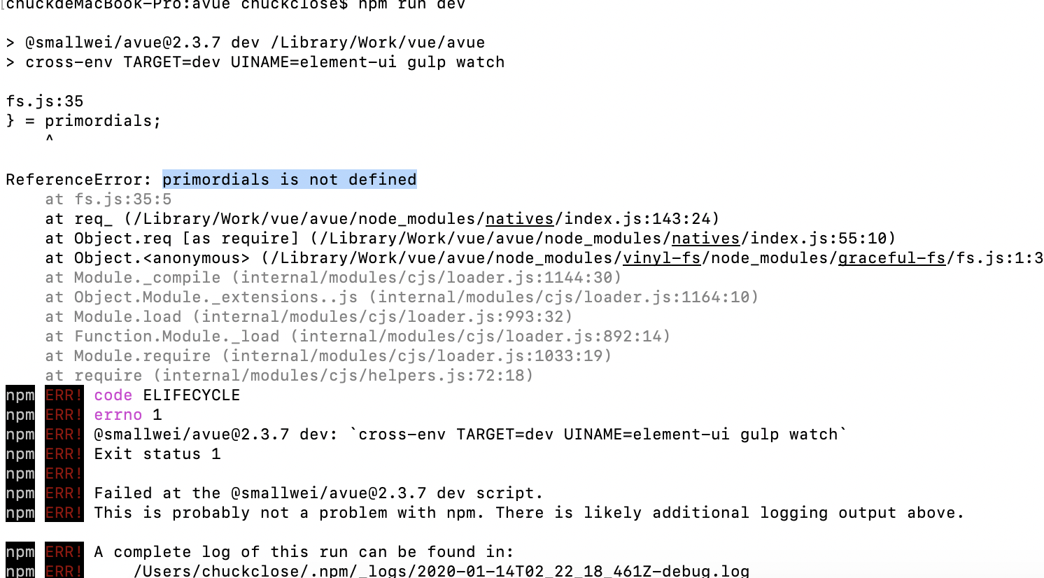运行报错。 · Issue #180 · nmxiaowei/avue · GitHub