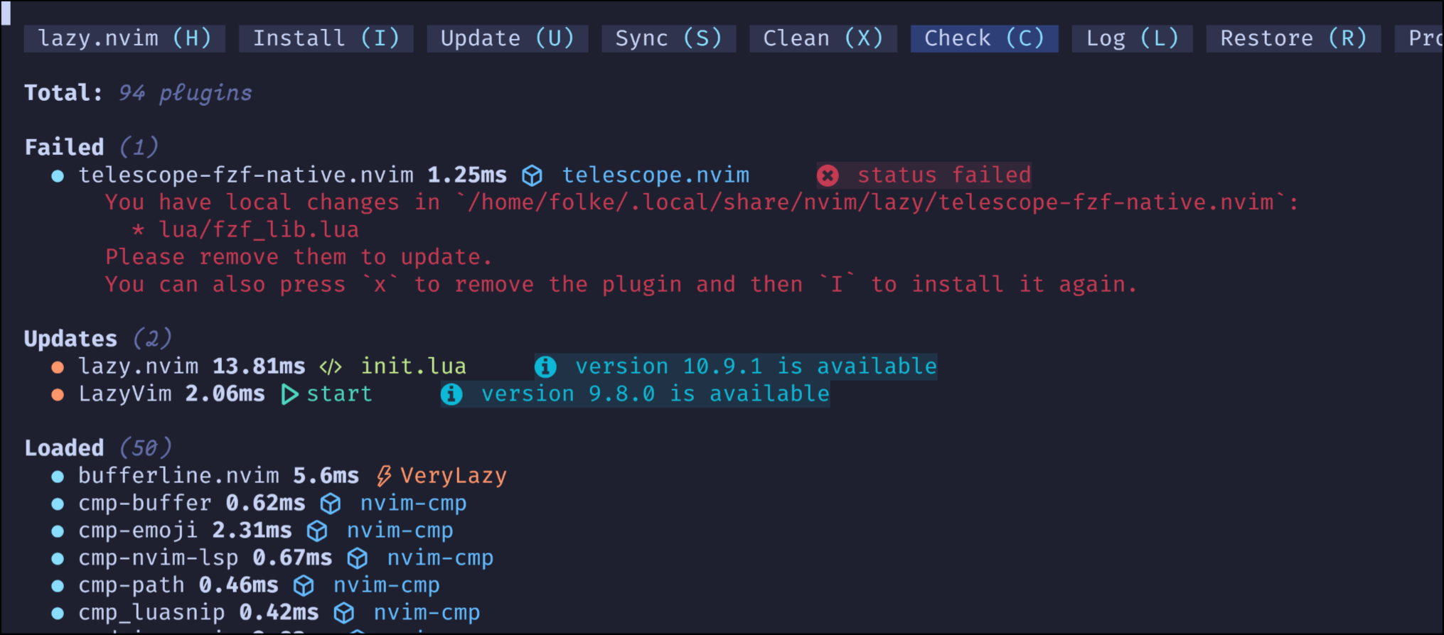 feature: show plugins that can't update because of `version` · Issue #536 · folke/lazy.nvim · GitHub