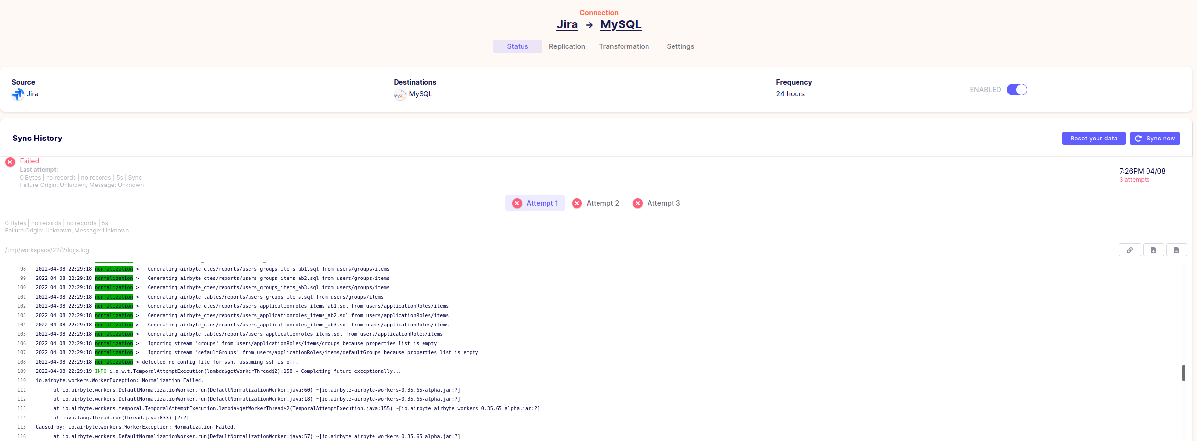 Destination MySQL: error normalization step integration using Source Jira · Issue #11853 ...
