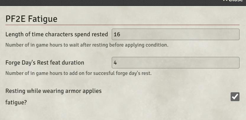 GitHub - ChrisScrace/pf2e-fatigue: A Foundry VTT module to automate application of fatigued ...